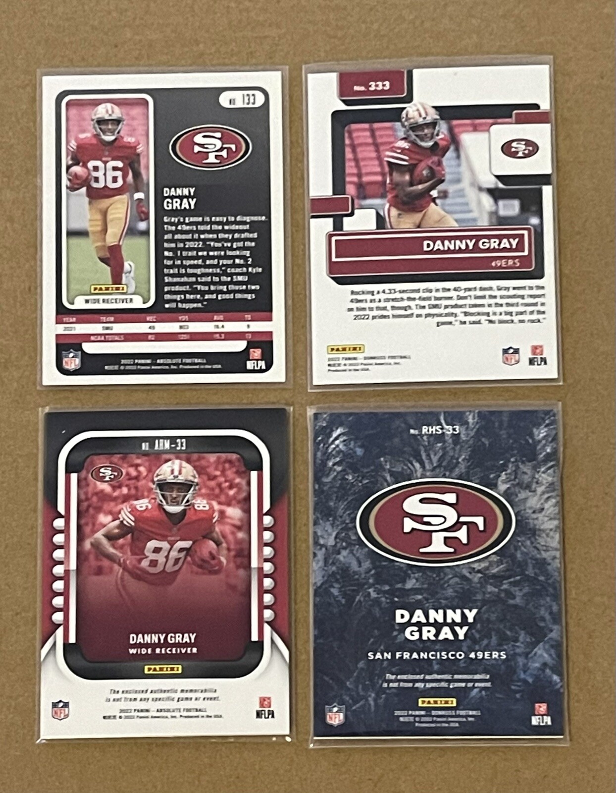 Danny Gray 4 Card Rookie Lot- 2022 Panini -2 Patch Inserts - San ...