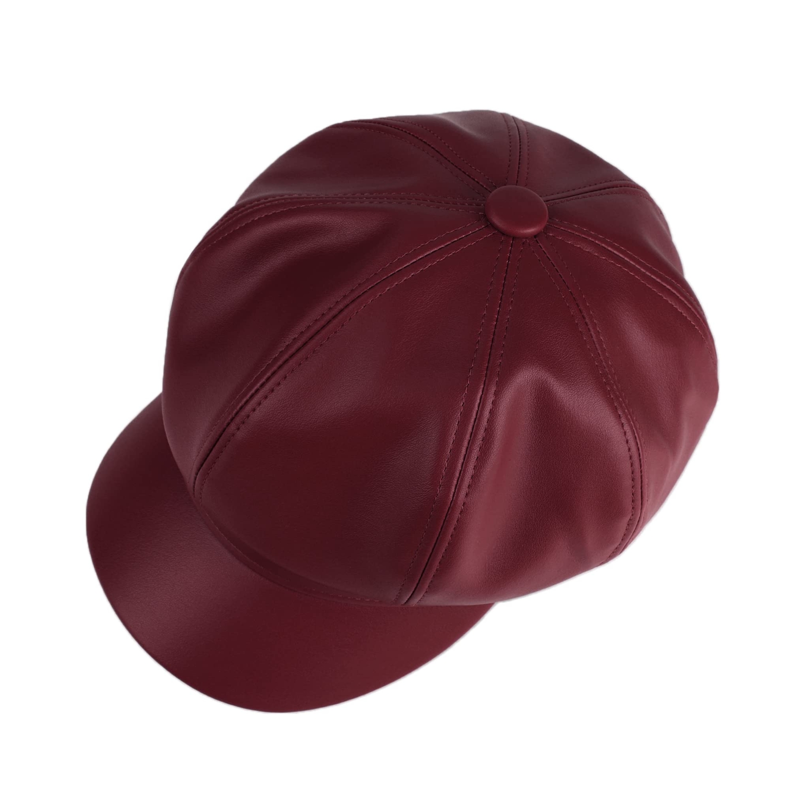 Womens PU Leather Newsboy Cap 8 Panel Paperboy Newsie Cap Bakerboy Cap ...