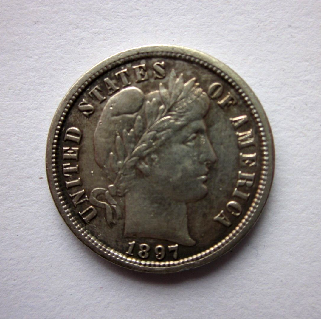 1897-S BARBER DIME NEW ORLEANS MINT 10C SILVER SEMI KEY DATE COLLECTOR ...