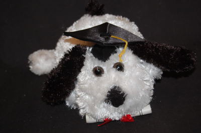 Graduation Puppy Dog Sound Diploma Cap Tassel Black White Dan Dee Plush ...