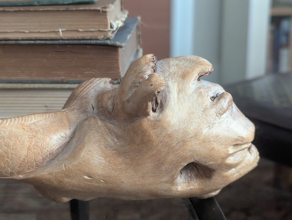 Vtg Hand Carved Burl Knot Fish Sculpture Natural Wood Ocean Art Figure ...