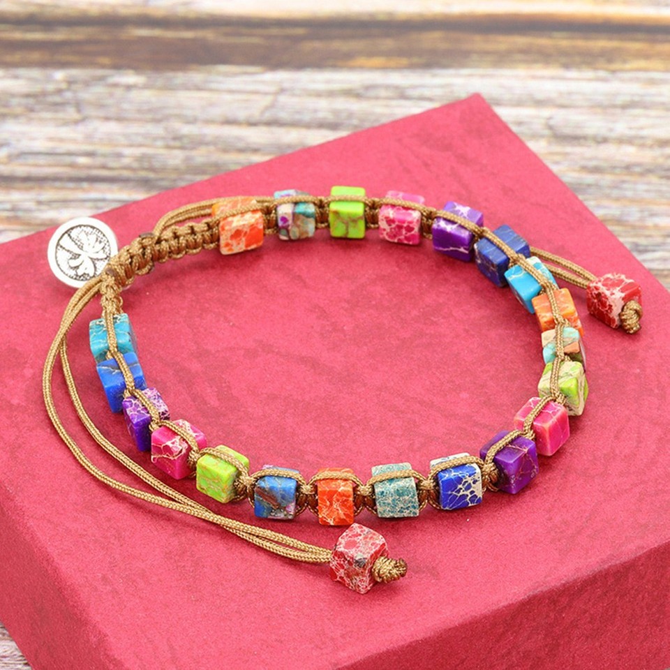 Colorful Crystal Stone Bracelet Beads Bangle Wrist Chain Fashion ...
