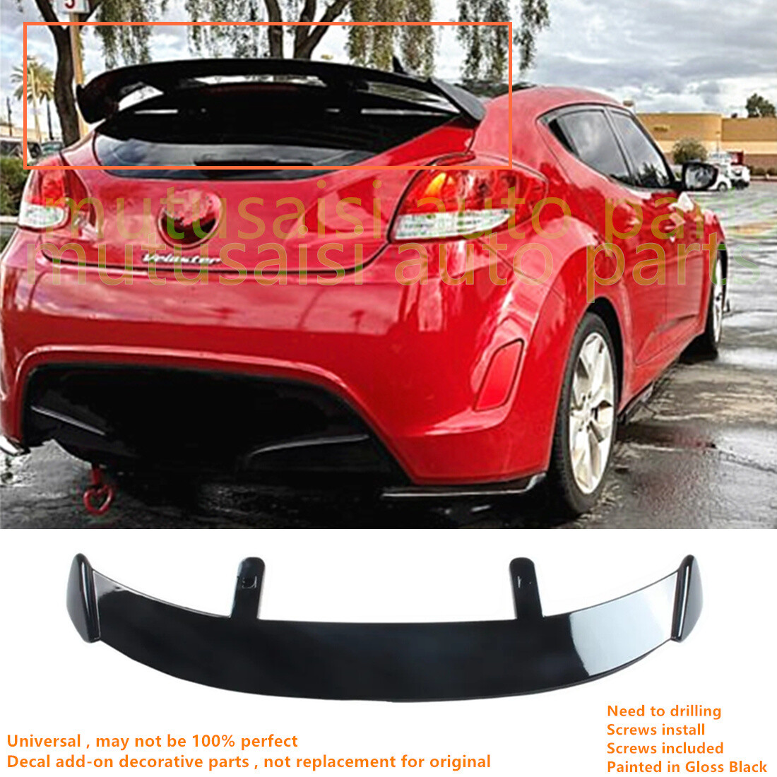 Universal Painted Rear Trunk Roof Spoiler Lip Wing Fits Hyundai ...
