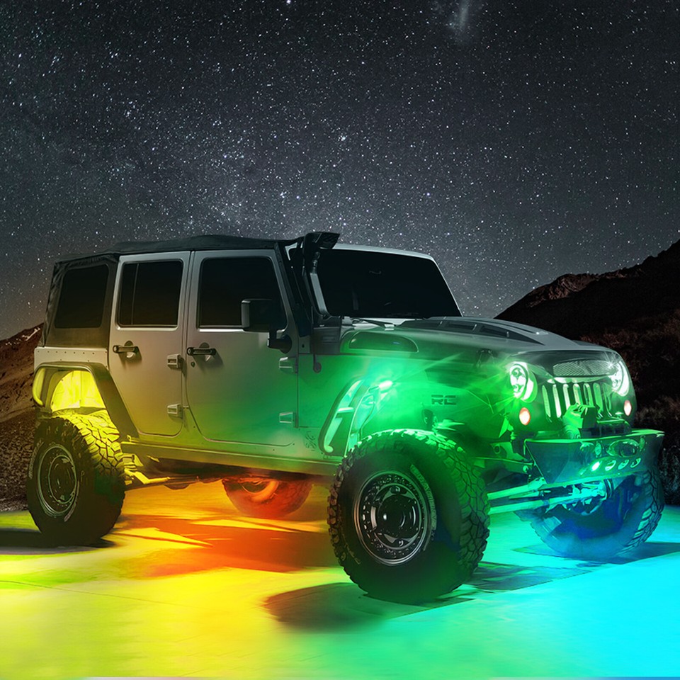 MICTUNING C2 Max RGB-IC LED Rock Lights 8 Pods Underglow Underbody Neon ...