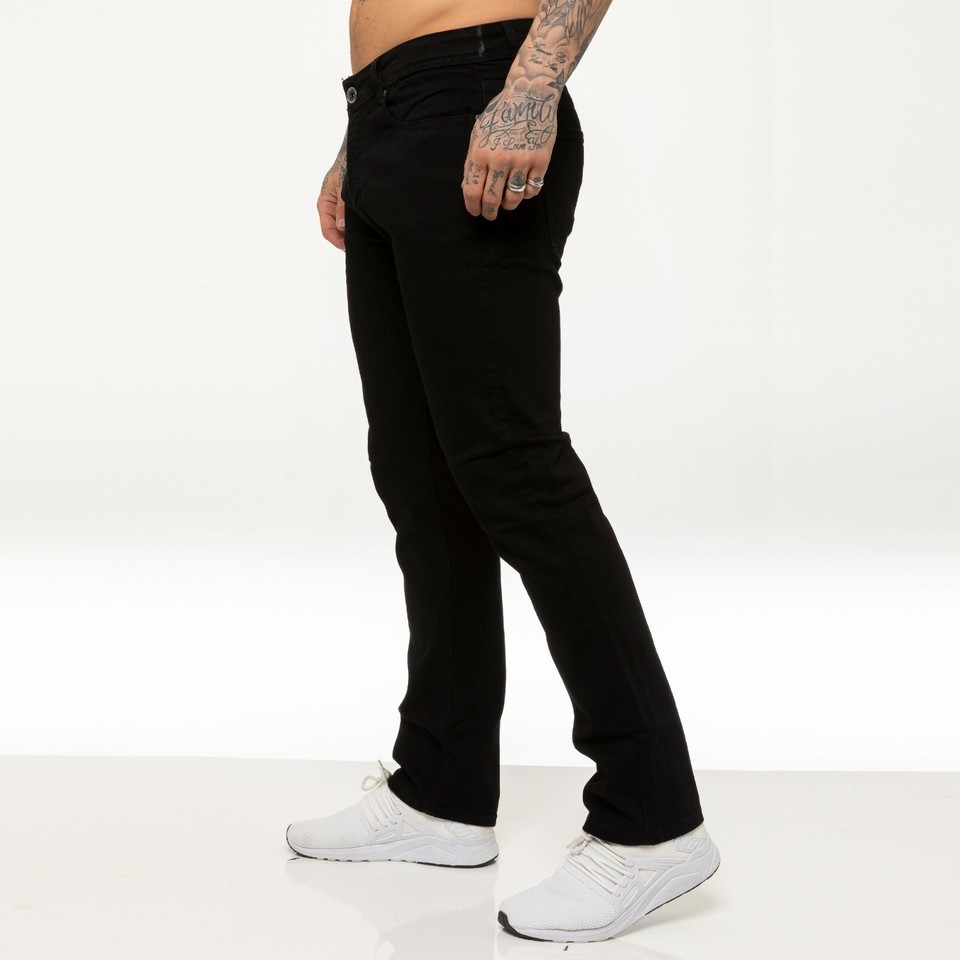 Enzo Mens Jeans Straight Leg Stretch Denim Regular Fit Trousers Pants ...