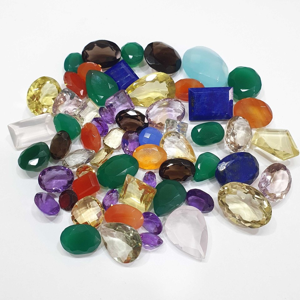 100 Carats+ Natural Mix Faceted Gemstone Mix Size Faceted Loose ...
