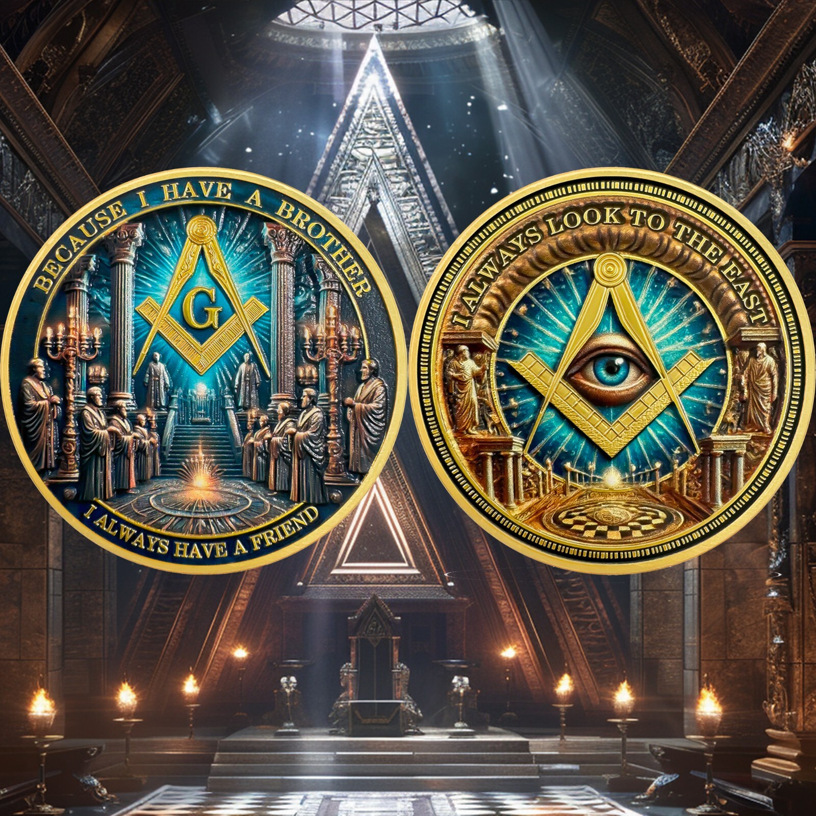 🛠️ Freemason Prayer Coin Masonic Brotherhood Keepsake Medallion Gift ...