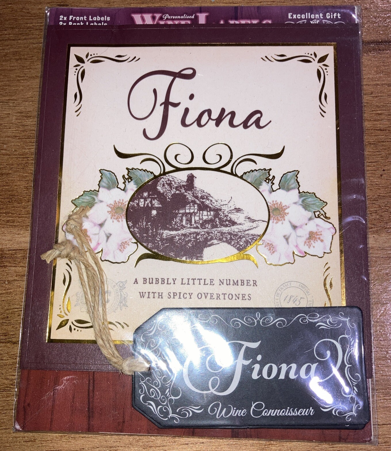 2PK PERSONALISED WINE LABELS VINTAGE W GIFT TAGS NAMES ‘FIONA’ GIN ...