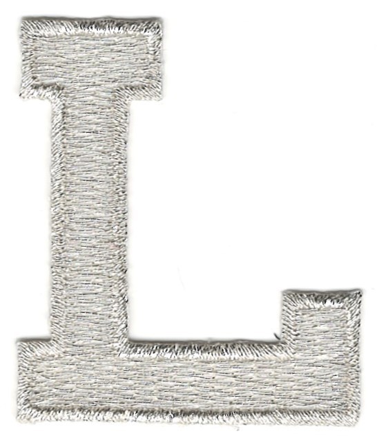 1 7/8" Bright Metallic Silver Monogram Block letter L Embroidery Patch ...