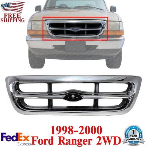 Grille Assembly Chrome Shell / Painted Gray Insert For 98-00 Ford ...