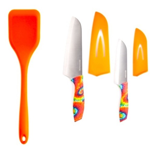 Bundle Art & Cook 4-Pc. Santoku Cutlery Set, Tie-Dye Handles 10.5 ...