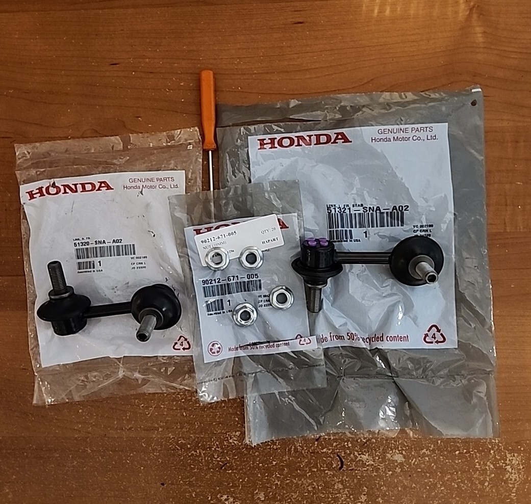 Genuine Honda Civic OEM FRONT Sway Bar Stabilizer End Links w/NUTS 06 ...
