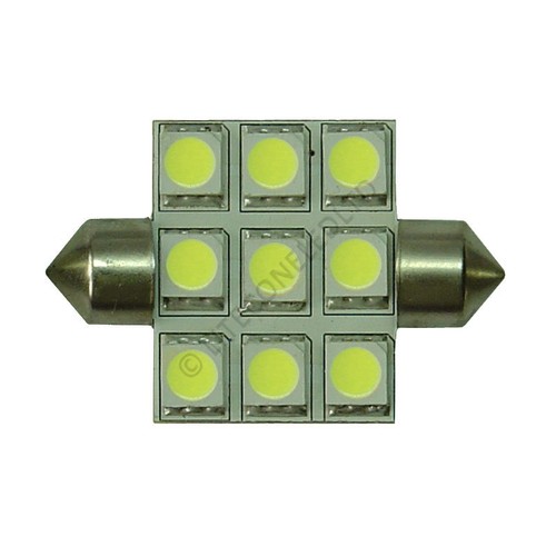 Festoon 37mm 9SMD 12v 24v (10-30v) DC 1.8W Cool White LED Bulb Caravan ...