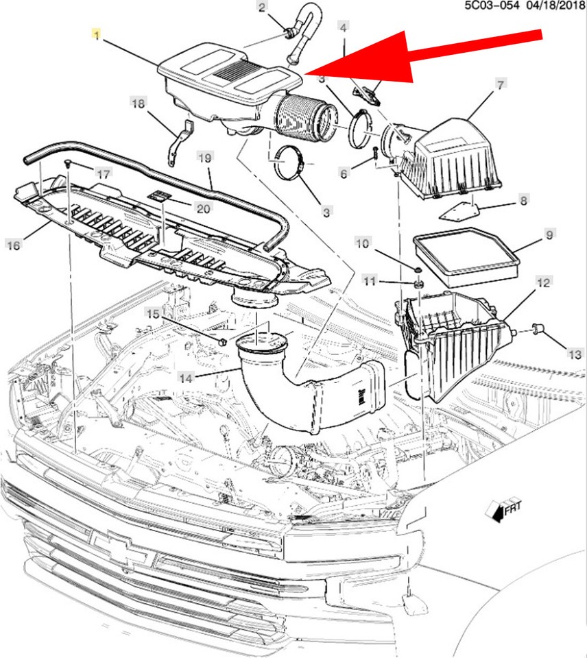 84467638 Air Cleaner Intake Duct Chevrolet Silverado Tahoe GMC Sierra ...