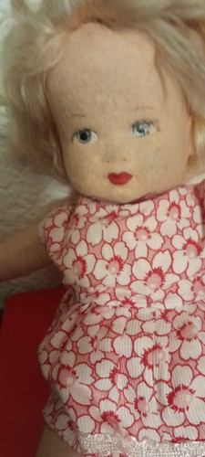 Vintage Cloth Chad Valley Doll with labels . Painted Eyes/Mouth Needs a ...