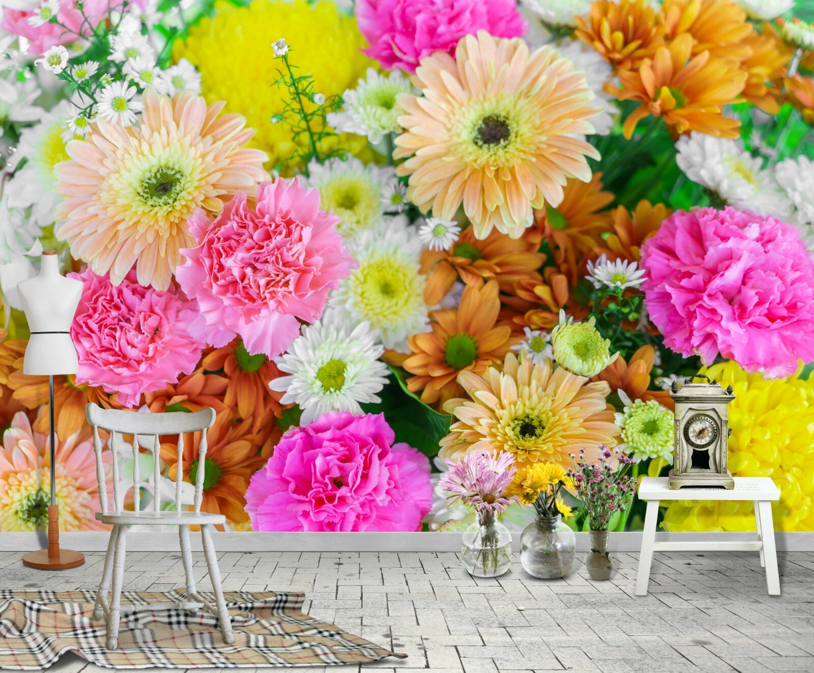 3D Color Flower KEP3027 Wallpaper Mural Self-adhesive Removable Sticker ...