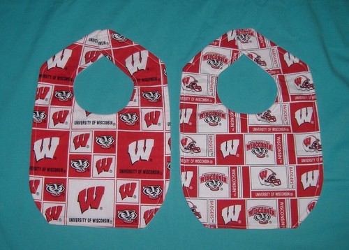.NEW handmade BABY CHILD BIB UNIVERSITY OF WISCONSIN UW BADGERS SHIP ...