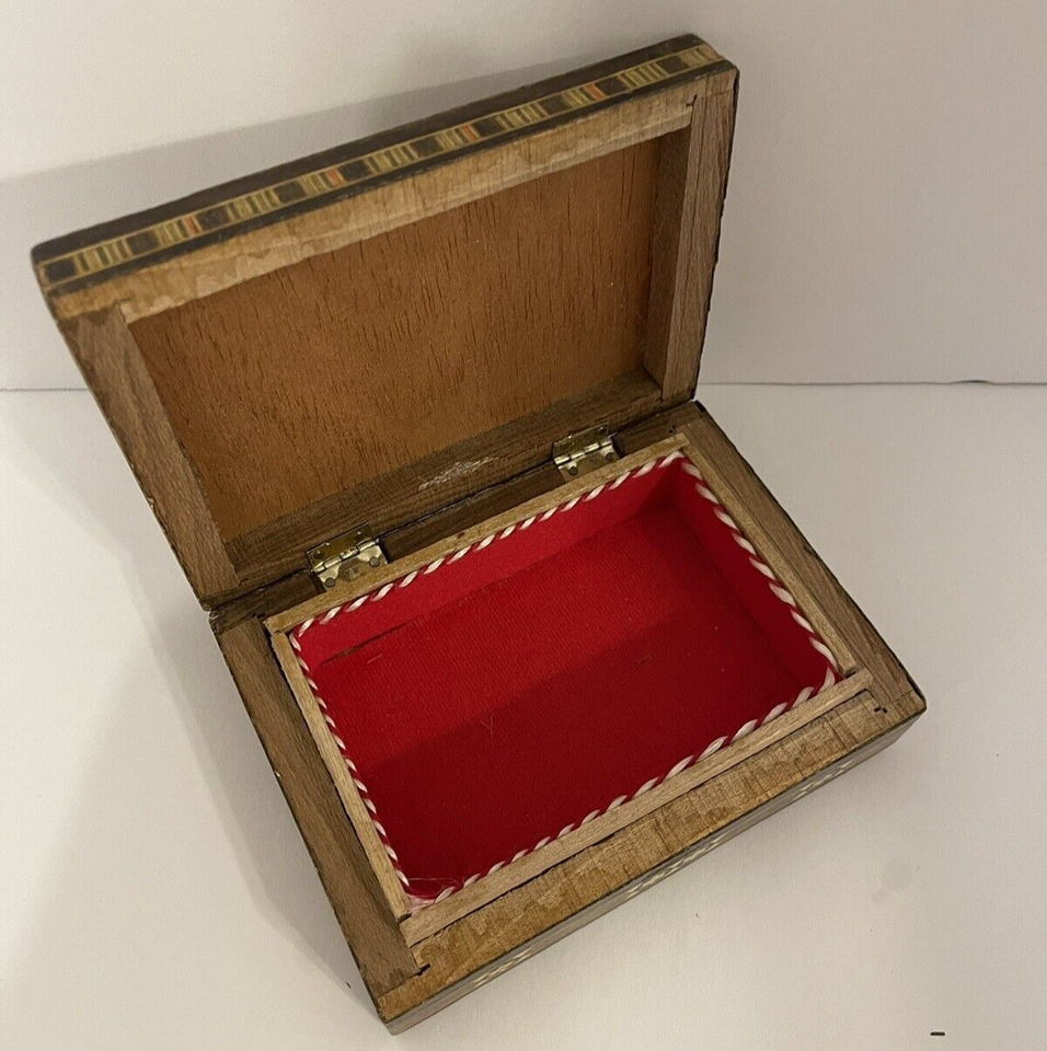 Vintage Wood Inlaid Handmade Wooden Inlay Rectangle Box | eBay