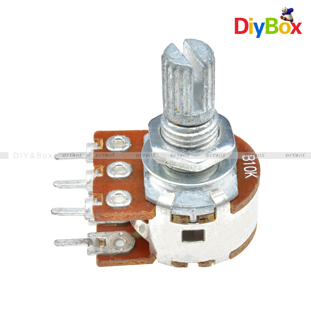 [5PCS] B10K Dual Stereo Potentiometer Pots Linear Rotary Taper Shaft ...