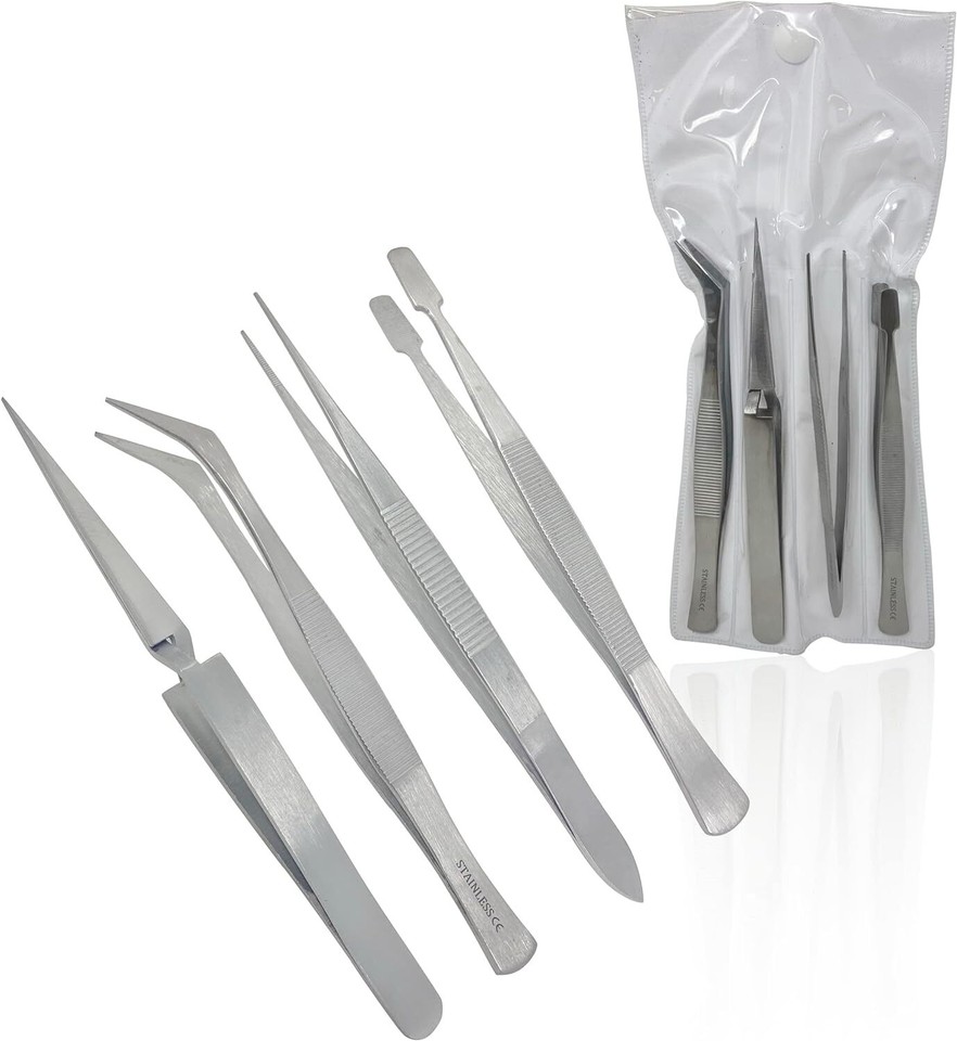 Cynamed Precision Hobby Tweezers Tool Set Long Tweezers Kit Curved ...