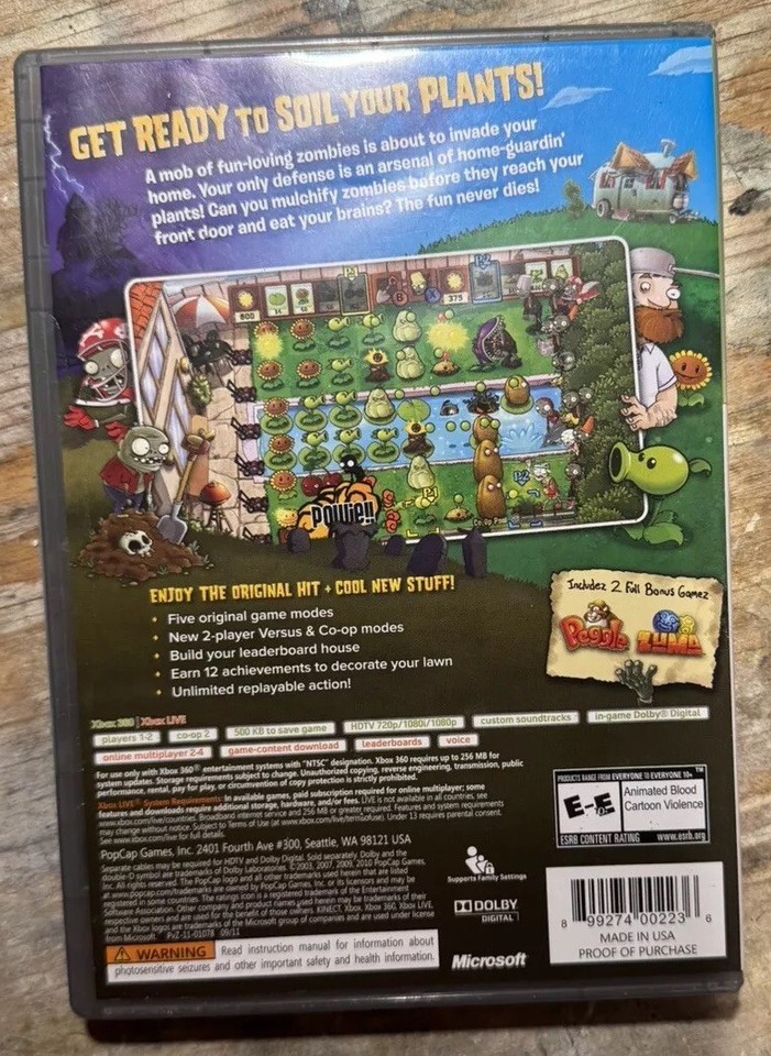PLANTS vs ZOMBIES XBOX 360 PLATINUM HITS BRAND NEW FACTORY SEALED FAST ...
