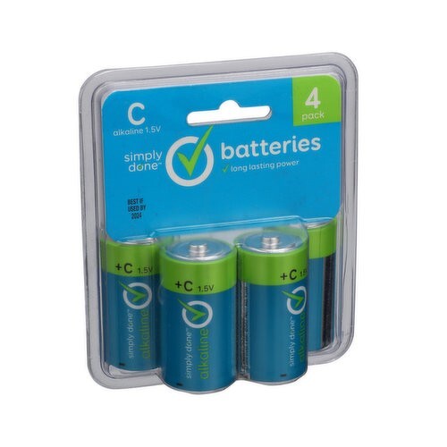 New - simply done - C Alkaline 1.5V Batteries - 4 Pack Mercury ...