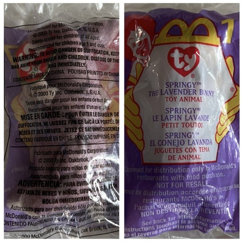 Springy The Lavender Bunny #17 McDonald's ty Teenie Beanie Babies (2000 ...