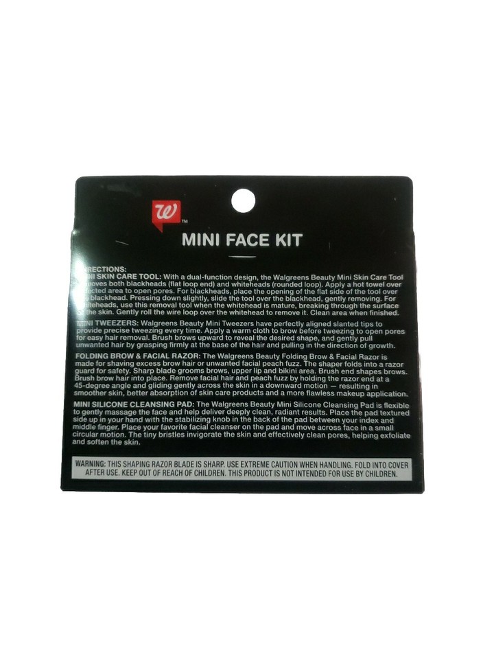 Walgreens Mini Face Kit 4 Pieces Skin Tool Mini Tweezer Razor Silicone ...