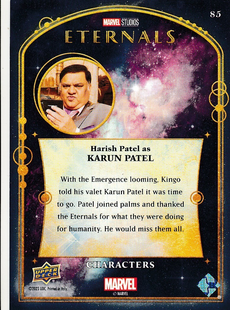 #85 HARISH PATEL AS KARUN PATEL 2023 Upper Deck Marvel Eternals ...
