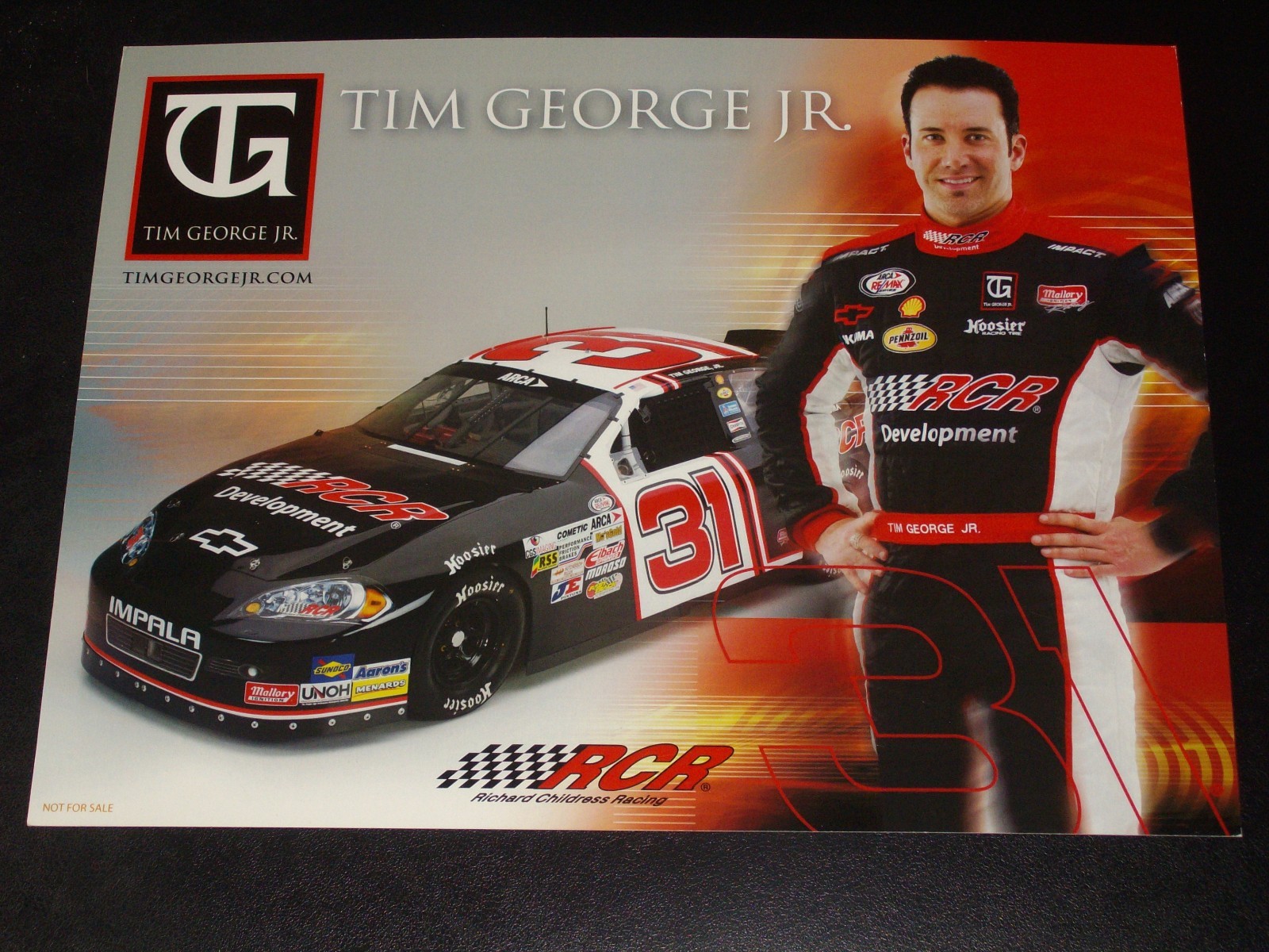 2010 TIM GEORGE JR. #31 RCR DEVELOPMENT ARCA NON-NASCAR POSTCARD | eBay
