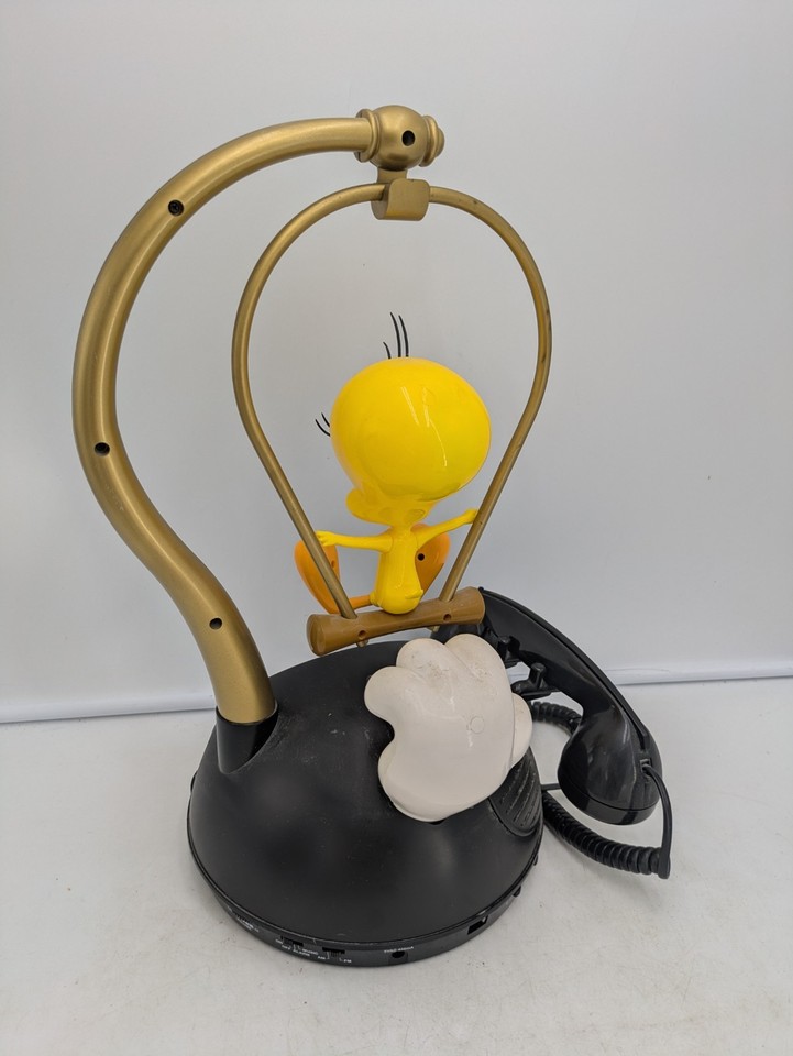 Rare vintage landline phone Tweety bird hand pushing swing. As Is. 90s ...