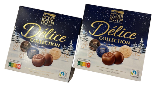 2x MOSER ROTH Delice Collection, milk, white, dark 70%, 2x200gr, neu ...