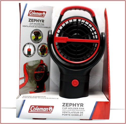 Coleman Zephyr Cup Holder FAN with Battery Lock - Black & Red 🌟NEW🌟 | eBay