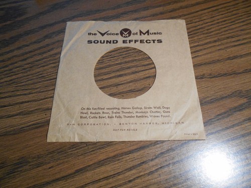 ORIGINAL 45RPM COMPANY SLEEVE. LOT OF ONE RARE SOUND EFFECTS. WITH ...
