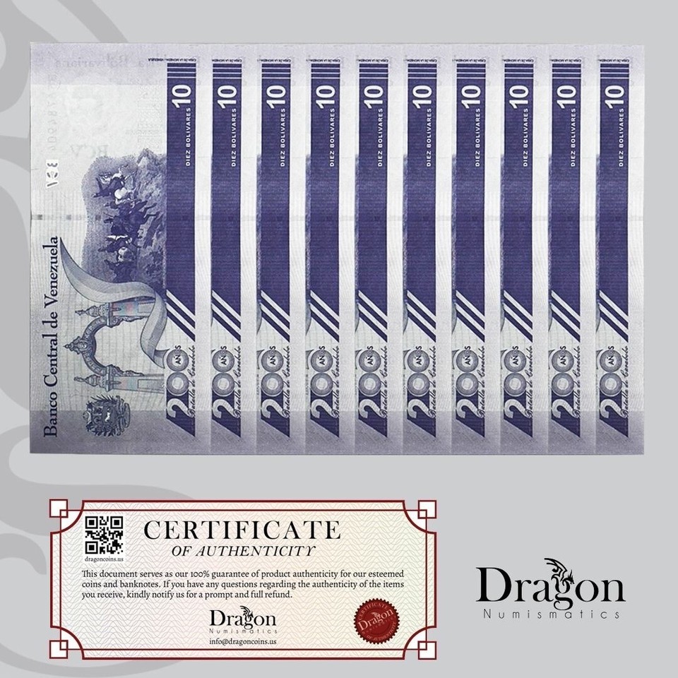 Venezuela 10 Digitales 2021 Qty 10 PCS UNC - 10 Million Bolivars ...