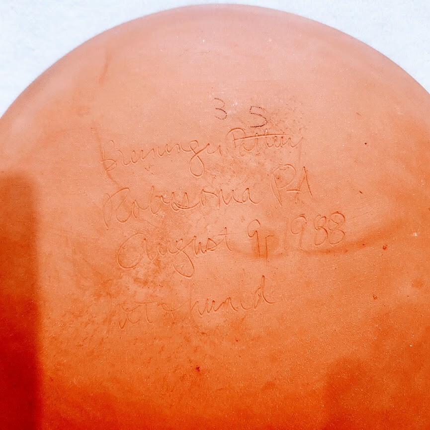 Vintage Lester Breininger Redware Glazed Sgraffito Charger Plate, 12 3/ ...