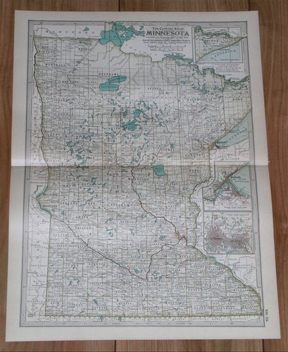 1897 ANTIQUE DATED MAP OF MINNESOTA / MINNEAPOLIS ST. PAUL | eBay