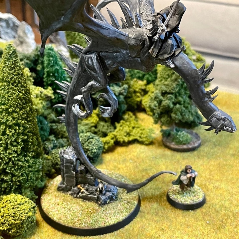 Ringwraith on Fell Beast 2 Painted Miniatures Nazgul Frodo Middle-Earth ...