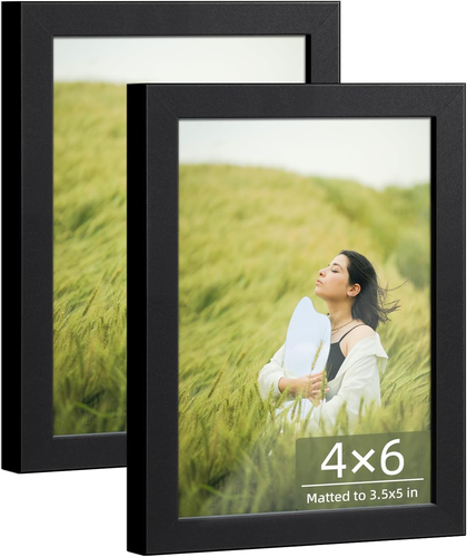 4X6 Picture Frame, 2 Pack Black Picture Frames, Tabletop or Wall ...