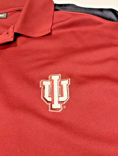 Mens Polo Shirt IU Hoosiers L Red Logo Collegiate CampusShort Sleeve ...