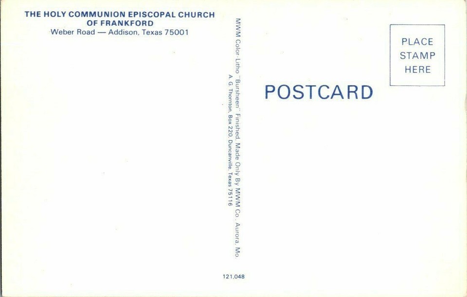 1960'S. HOLY COMMUNION EPISCOPAL CHURCH. ADDISON, TX. POSTCARD. RR4 | eBay