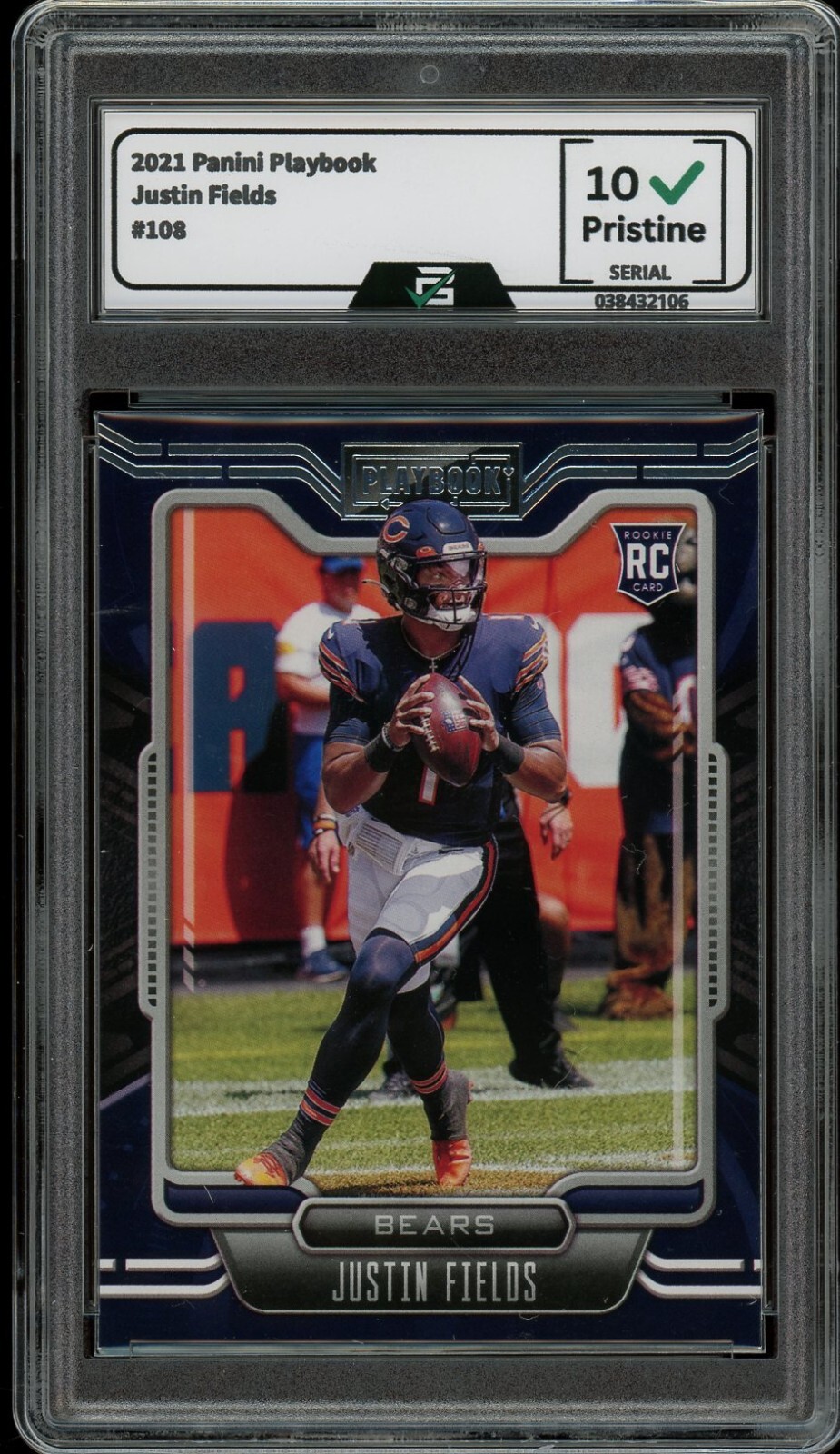 2021 Panini Playbook #108 Justin Fields Rookie Card RC GRADED 10 Gem ...