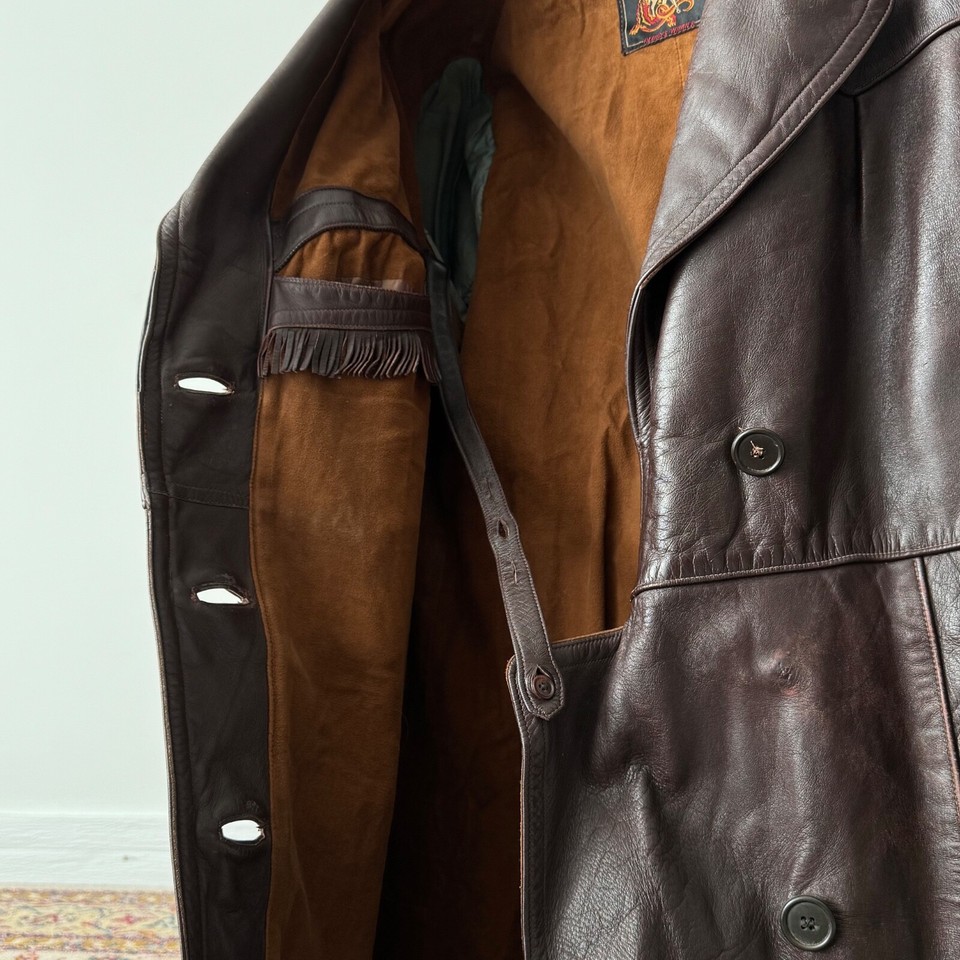 1950s Vintage British Dispatch Rider Brown Leather Belted Trench Coat ...