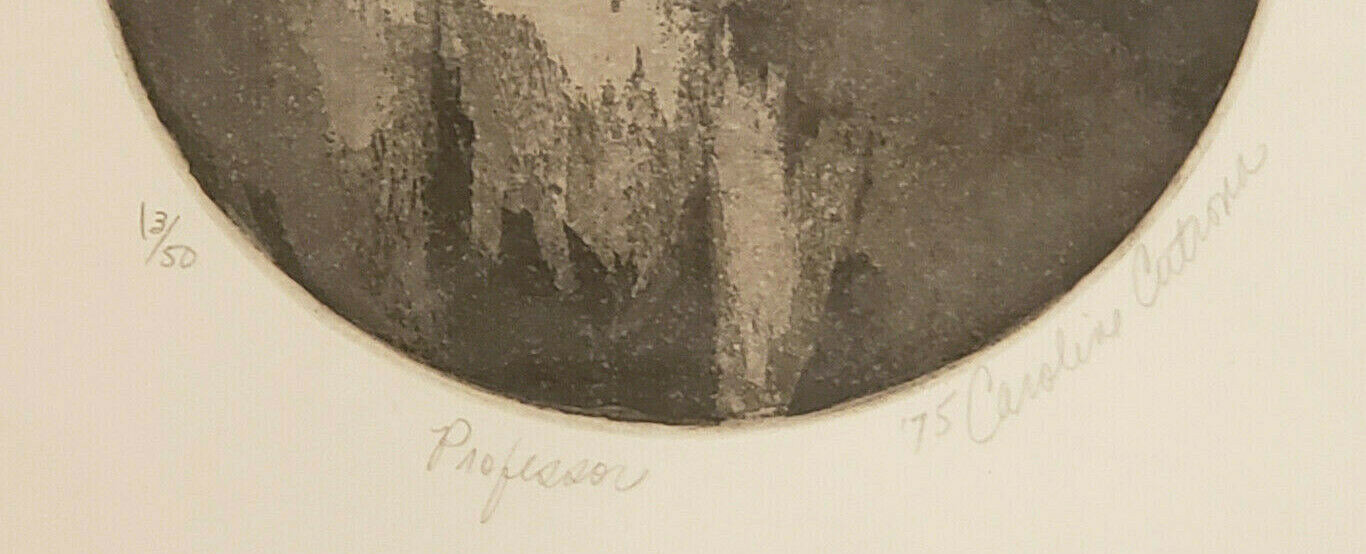 Caroline Cutrona Art "Professor" Signed Ltd Ed Aquatint Print Mat Frame ...