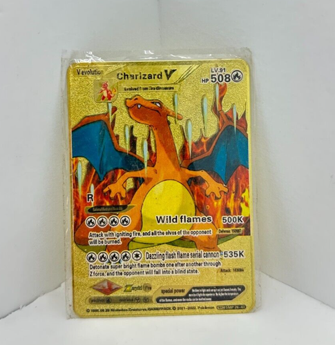 Charizard V Gold Foil Pokémon “Wild Flames” Lv91 508 HP Fan Art Card LP ...
