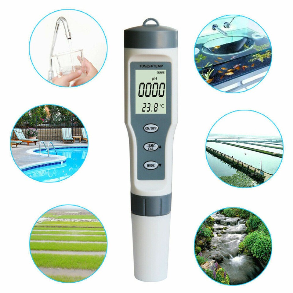 4 in 1 Portable Digital Water Quality Tester TDS/EC/PH/TEMP Meter Pen ...