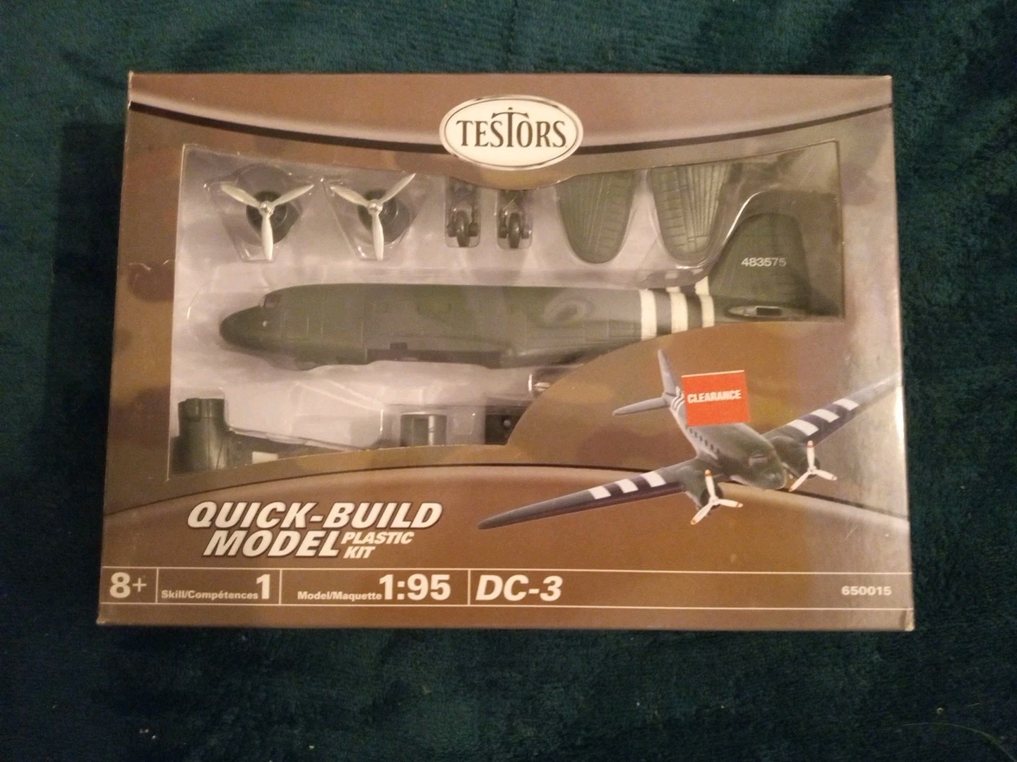 U.S. Army DC-3 Plane Model -Testors -Quick Build kit 650015 -1:95 scale ...