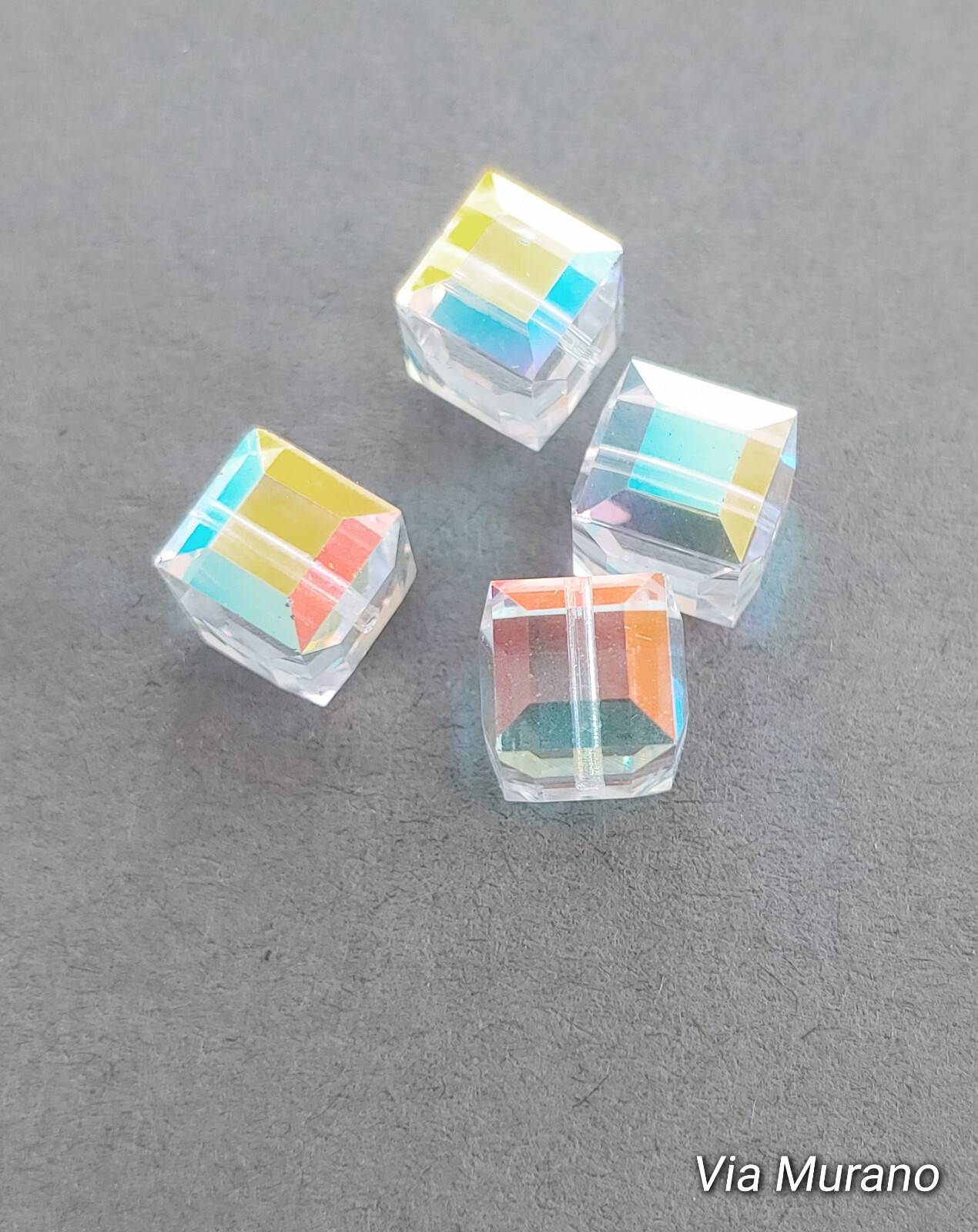 Swarovski 5601 8mm Cube Crystal Clear AB. Swarovski cube beads. Pack of 4 | eBay