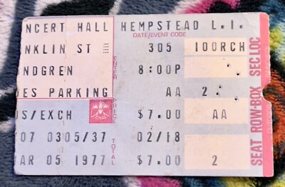 TODD RUNDGREN - CALDERONE CONCERT HALL - MARCH 5, 1977 - FIRST ROW ...