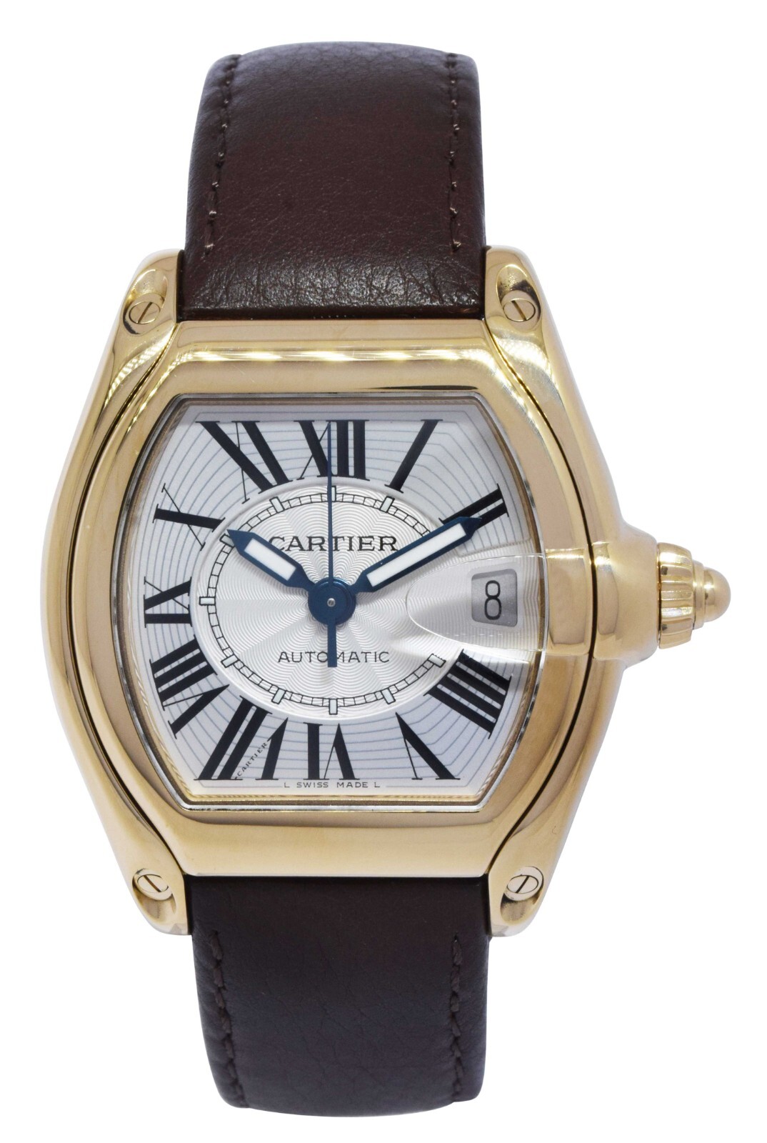 Cartier Roadster Date 18k Yellow Gold Mens Automatic Watch On Strap B/P ...